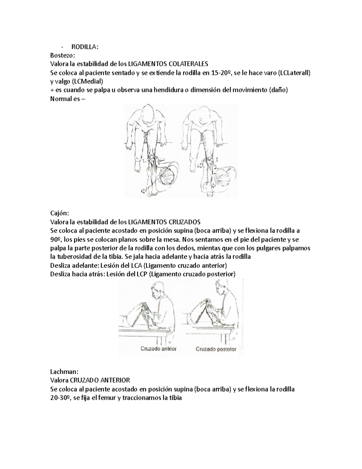 Maniobras Trauma - RODILLA: Bostezo: Valora la estabilidad de los ...