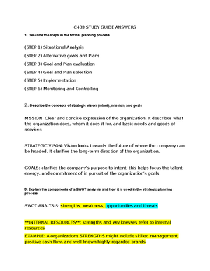 C483 Study PLAN - Summary principles of management - C483 - C483 STUDY ...