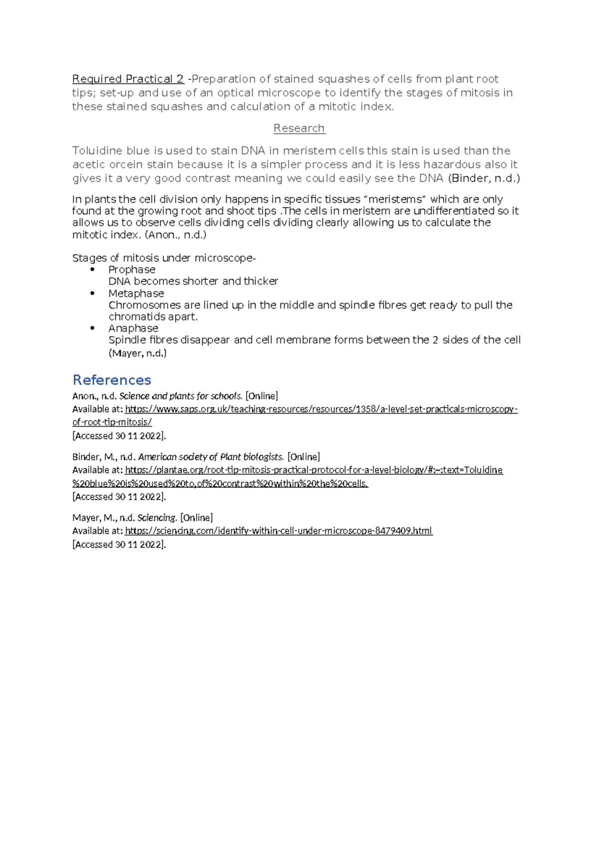 Biology rp2 - Required Practical 2 - Preparation of stained squashes of ...