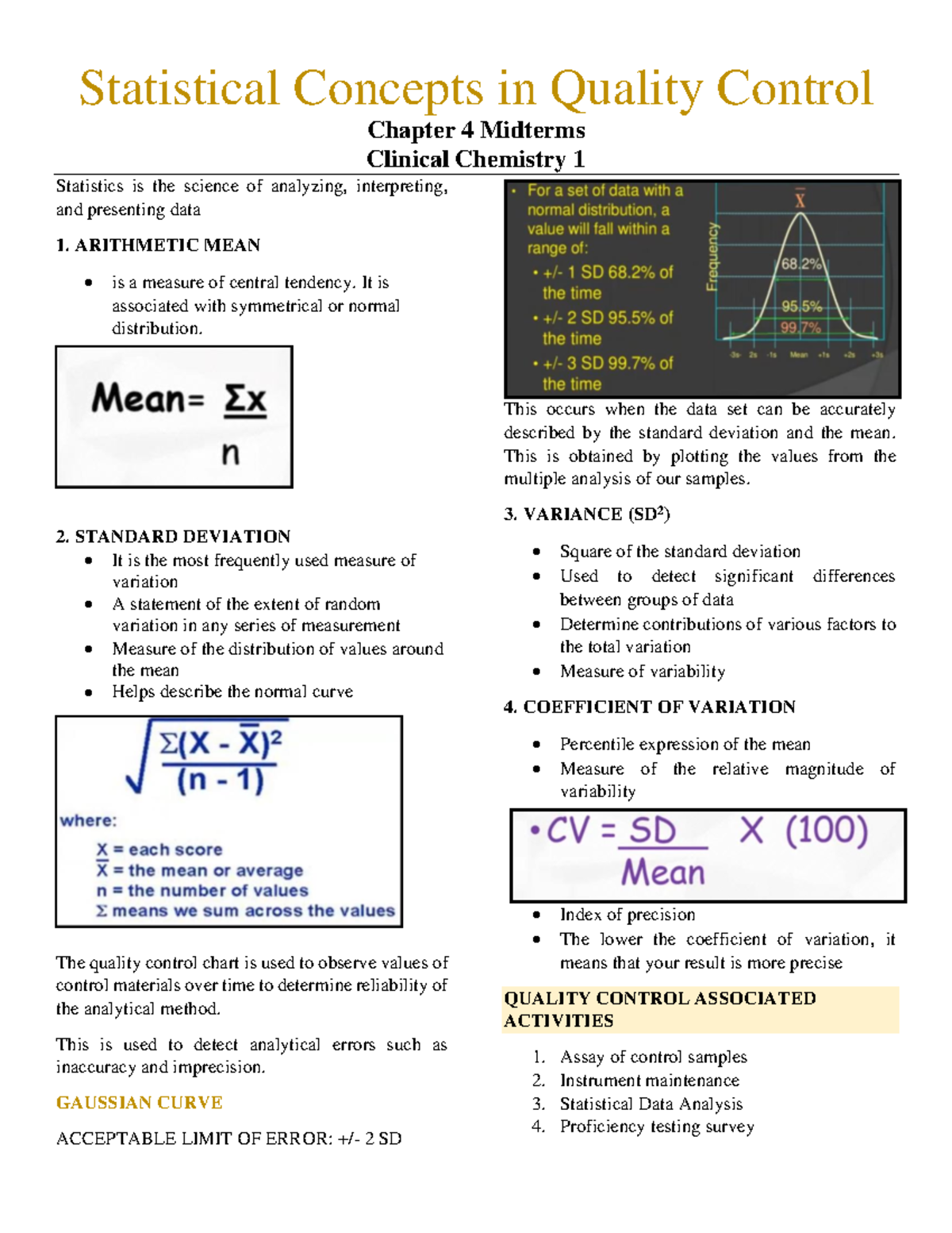 Clinical Chemistry 1 Statistical Concepts in Quality Control ...