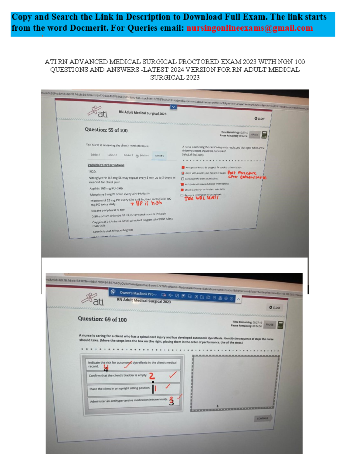 ATI RN Advanced Medical Surgical Proctored EXAM 2023 WITH NGN 100 ...