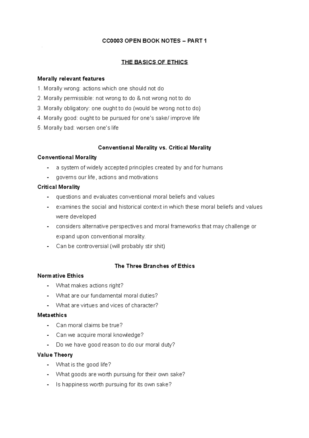 CC0003 OPEN BOOK Notes PART 1 - CC0003 OPEN BOOK NOTES – PART 1 THE ...