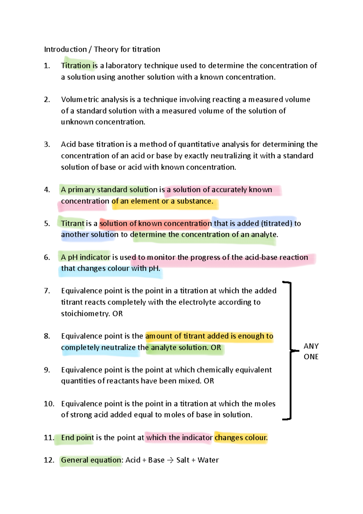 Introduction for titration - Introduction / Theory for titration ...
