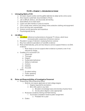 Notes on Crime Scene Investigation - The process of gathering ...