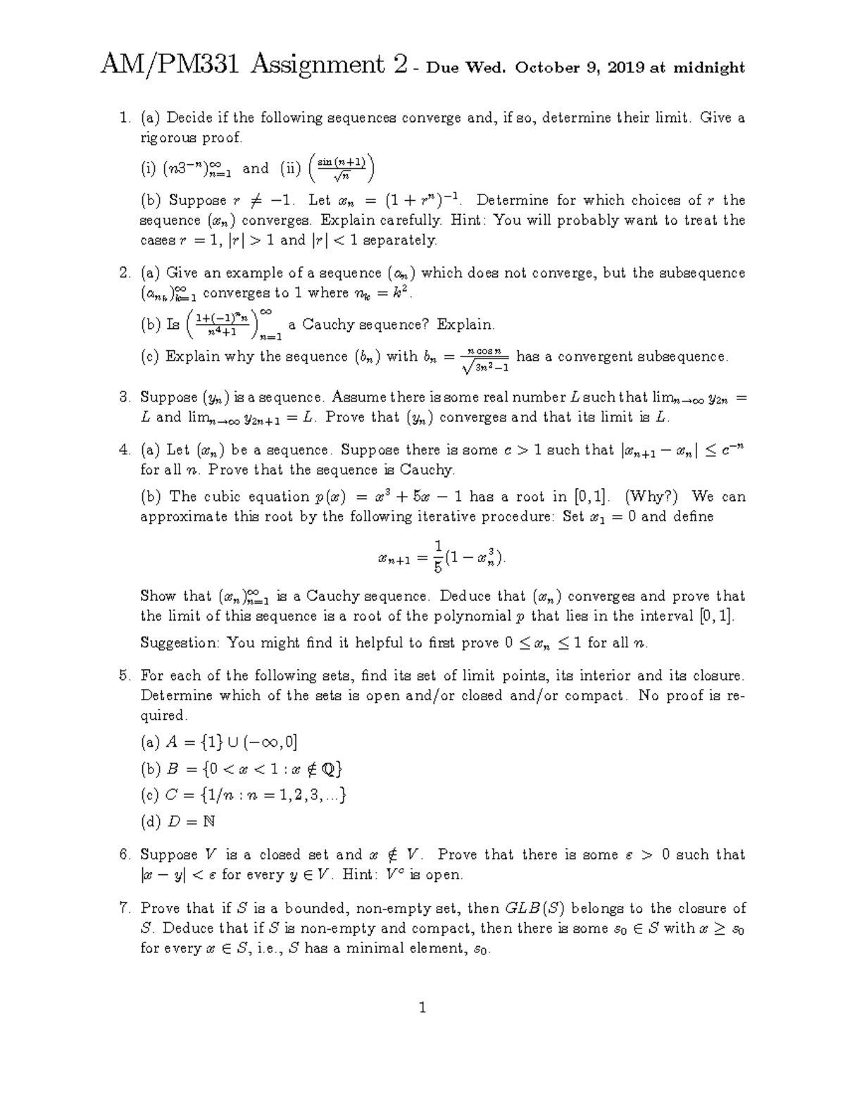 A. Pmath - assignment - AM/PM331 Assignment 2 - Due Wed. October 9 ...