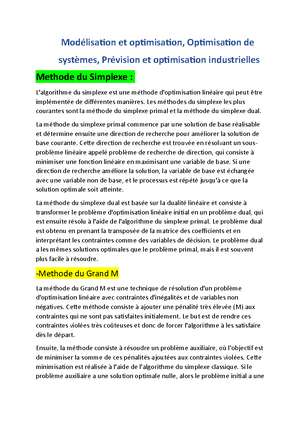 Modélisation-6 - notes-3 - Modélisation et optimisation, Optimisation ...