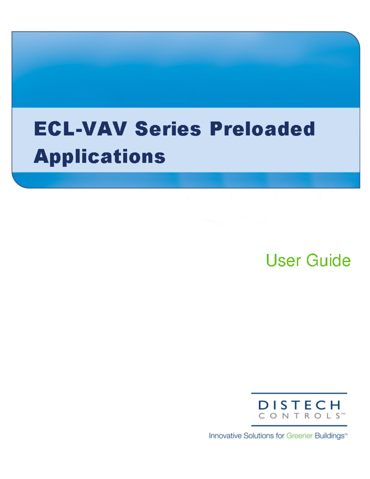 Eclvav - User Guide Distech Controls - ECL-VAV Series Preloaded ...