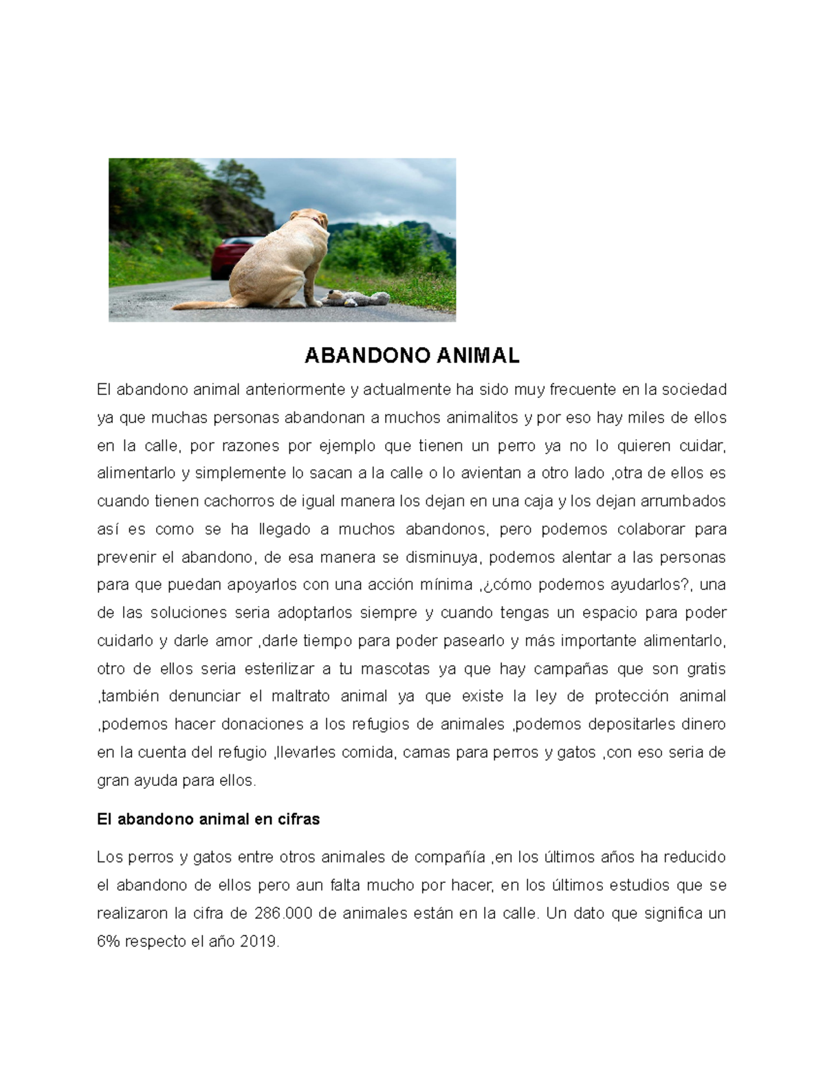 Abandono Animal - ensayo - ABANDONO ANIMAL El abandono animal ...