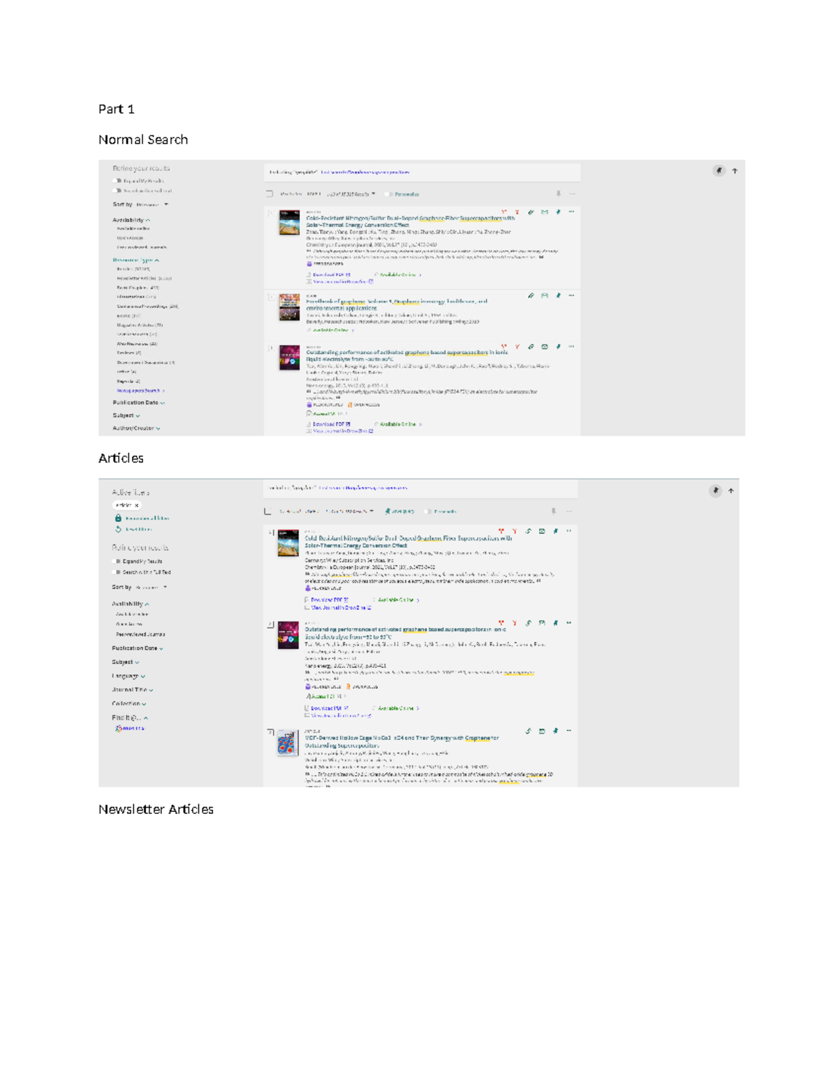 Pu Chen Assignment 4 - CHM4060 - Part 1 Normal Search Articles Newsletter Articles Book Chapters ...