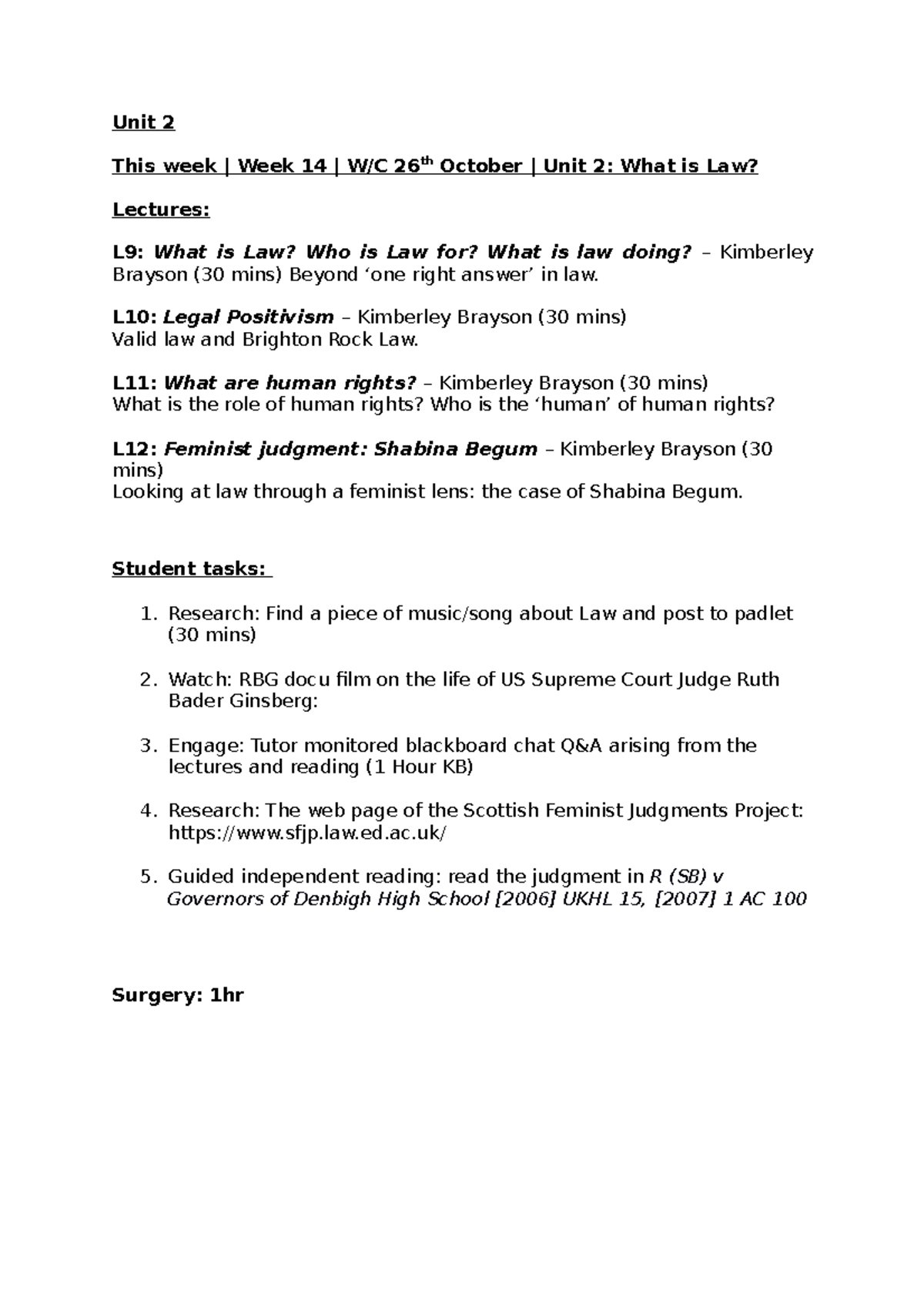 This week Unit 2 - Week 2 Coursework - Unit 2 This week | Week 14 | W/C ...