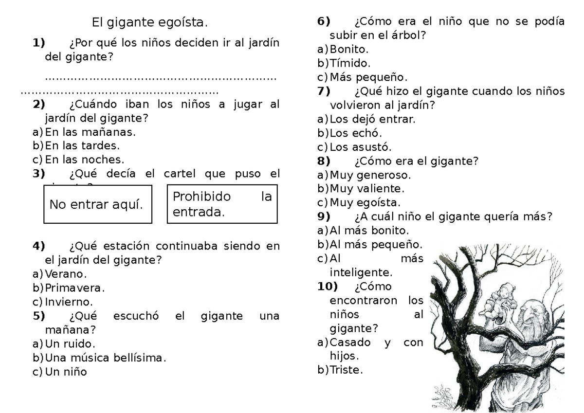16 - 10 Ficha PLAN Lector - El gigante egoísta. ¿Por qué los niños ...