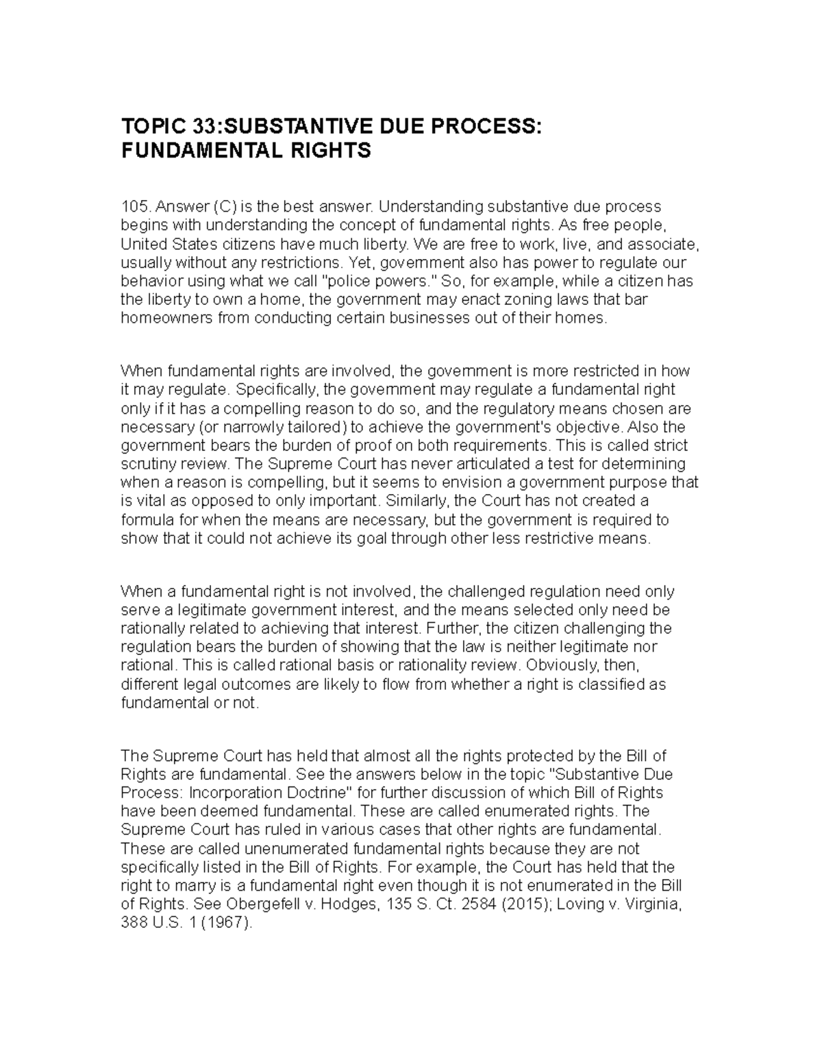 Questions and Answers 00002 - TOPIC 33:SUBSTANTIVE DUE PROCESS ...