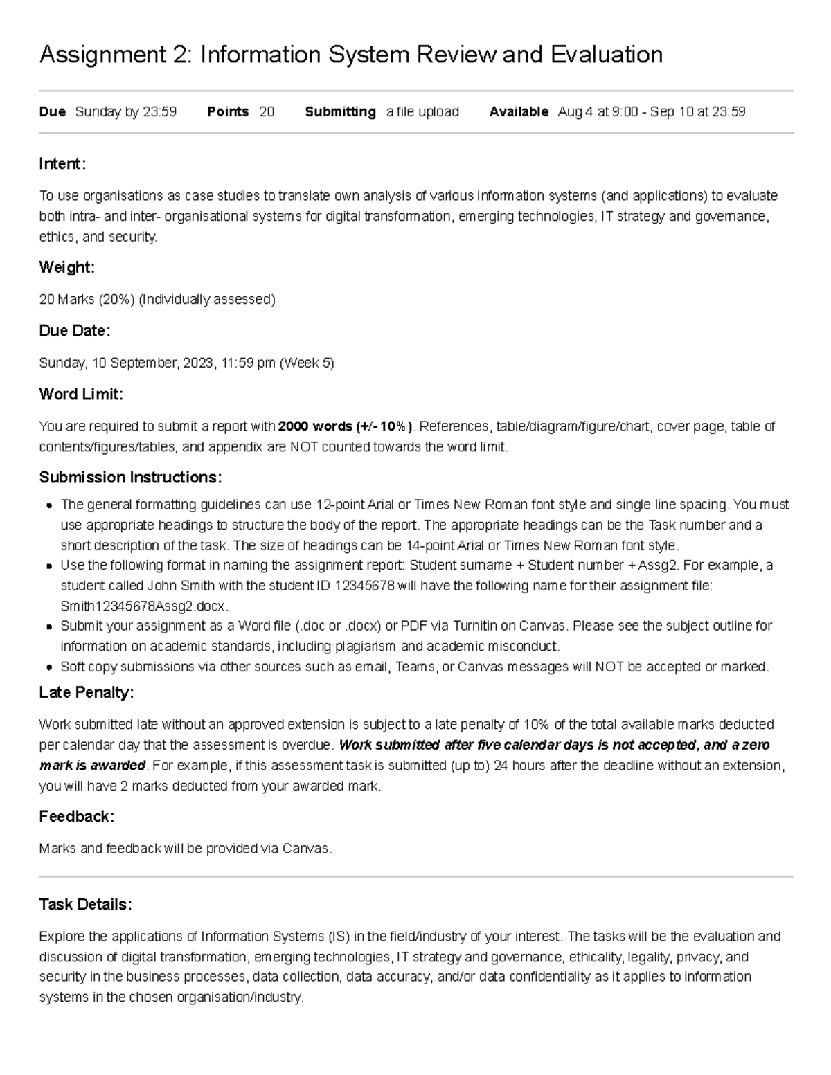 Assignment 2 Information System Review and Evaluation - Assignment 2 ...
