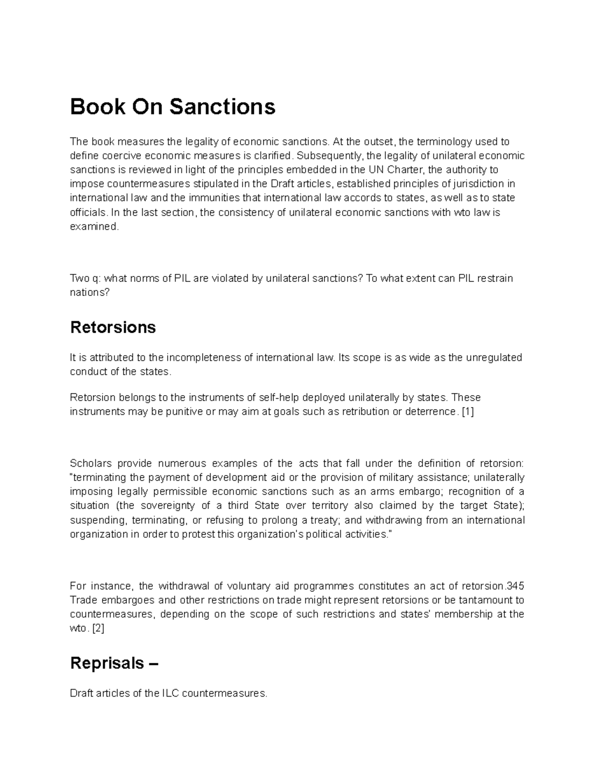 Book On Sanctions - Book On Sanctions The book measures the legality of ...