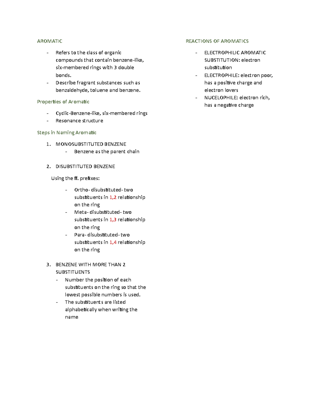 Aromatic - anachem notes - AROMATIC Refers to the class of organic ...