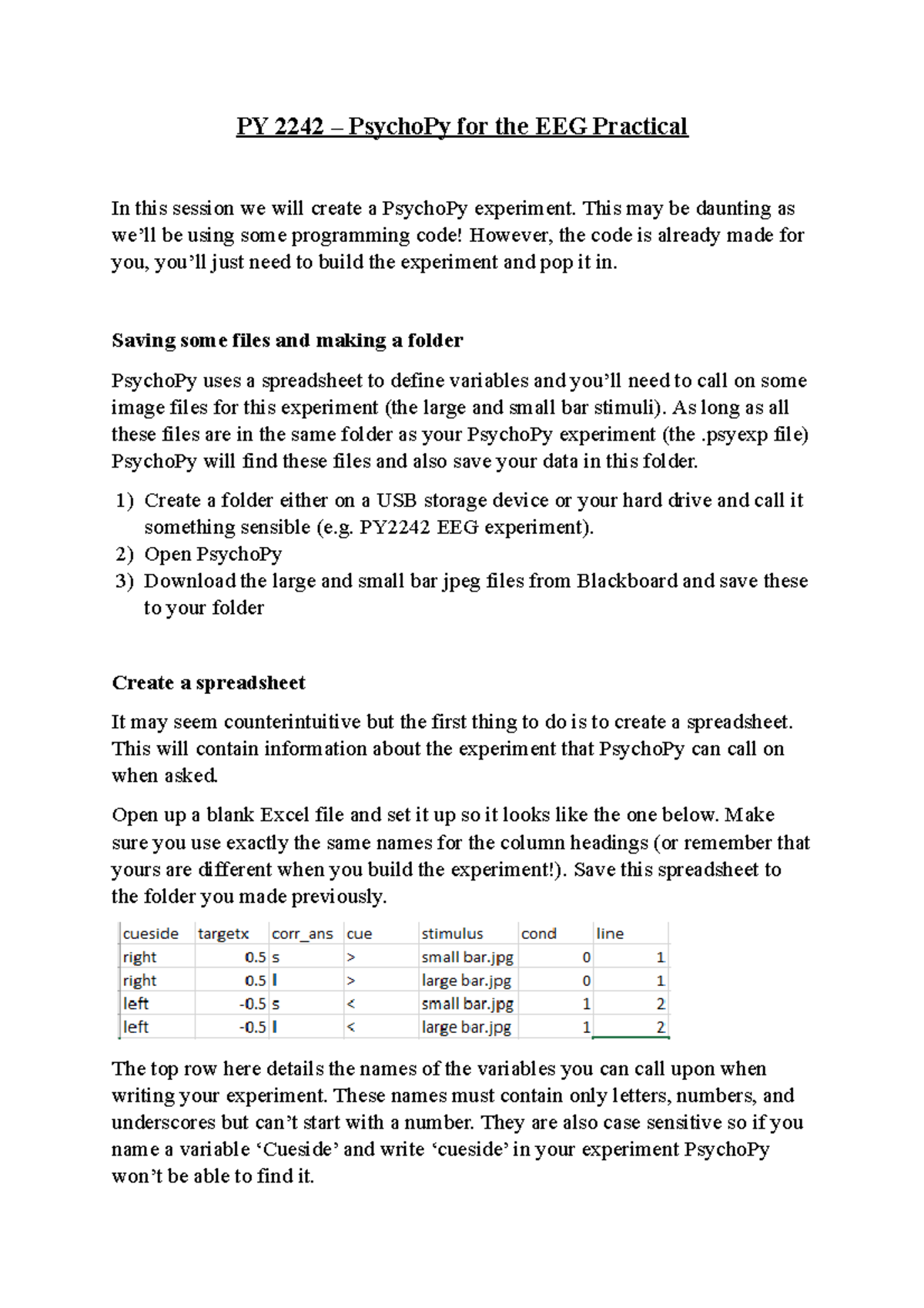 PY 2242 Psycho Py Workshop - PY 2242 – PsychoPy for the EEG Practical ...