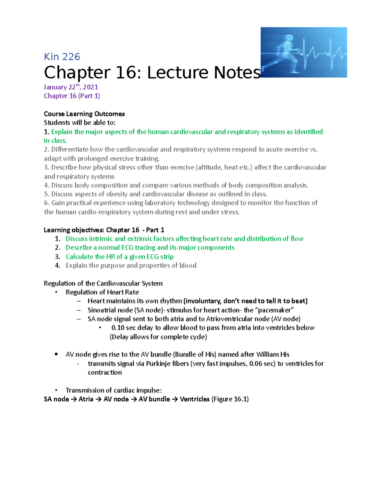 KIN 226 - Chapter 16 total notes - Kin 226.3 - U of S - Studocu