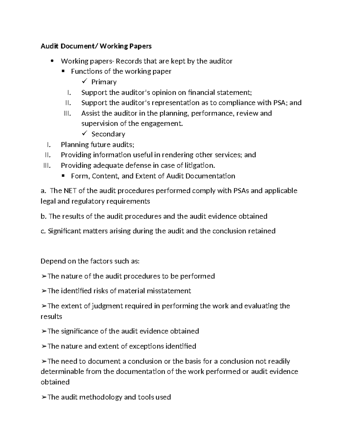 Working- Paper - Audit Document/ Working Papers Working papers- Records ...