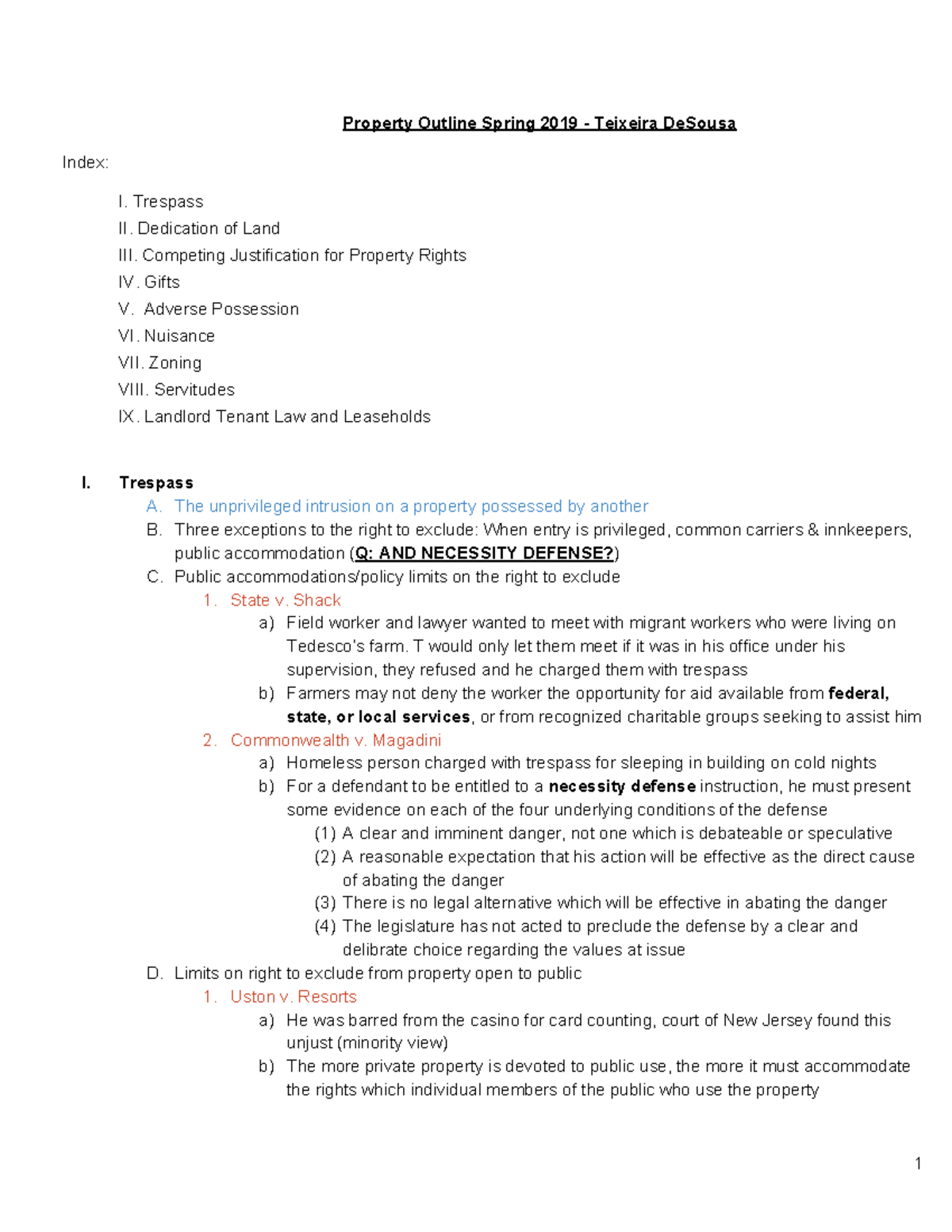 Property Exam Outline - Complete - Property Outline Spring 2019 ...