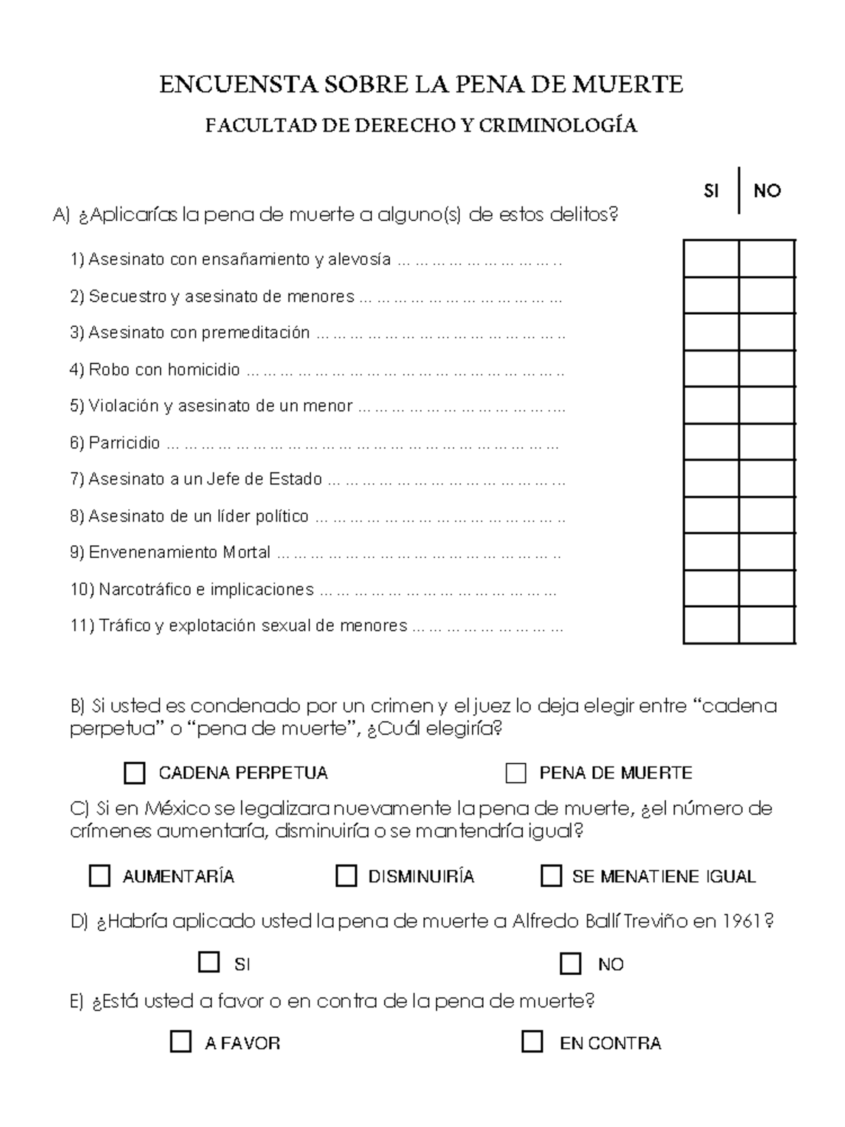 Encuesta Redacción - Recurso para el pia - ENCUENSTA SOBRE LA PENA DE ...