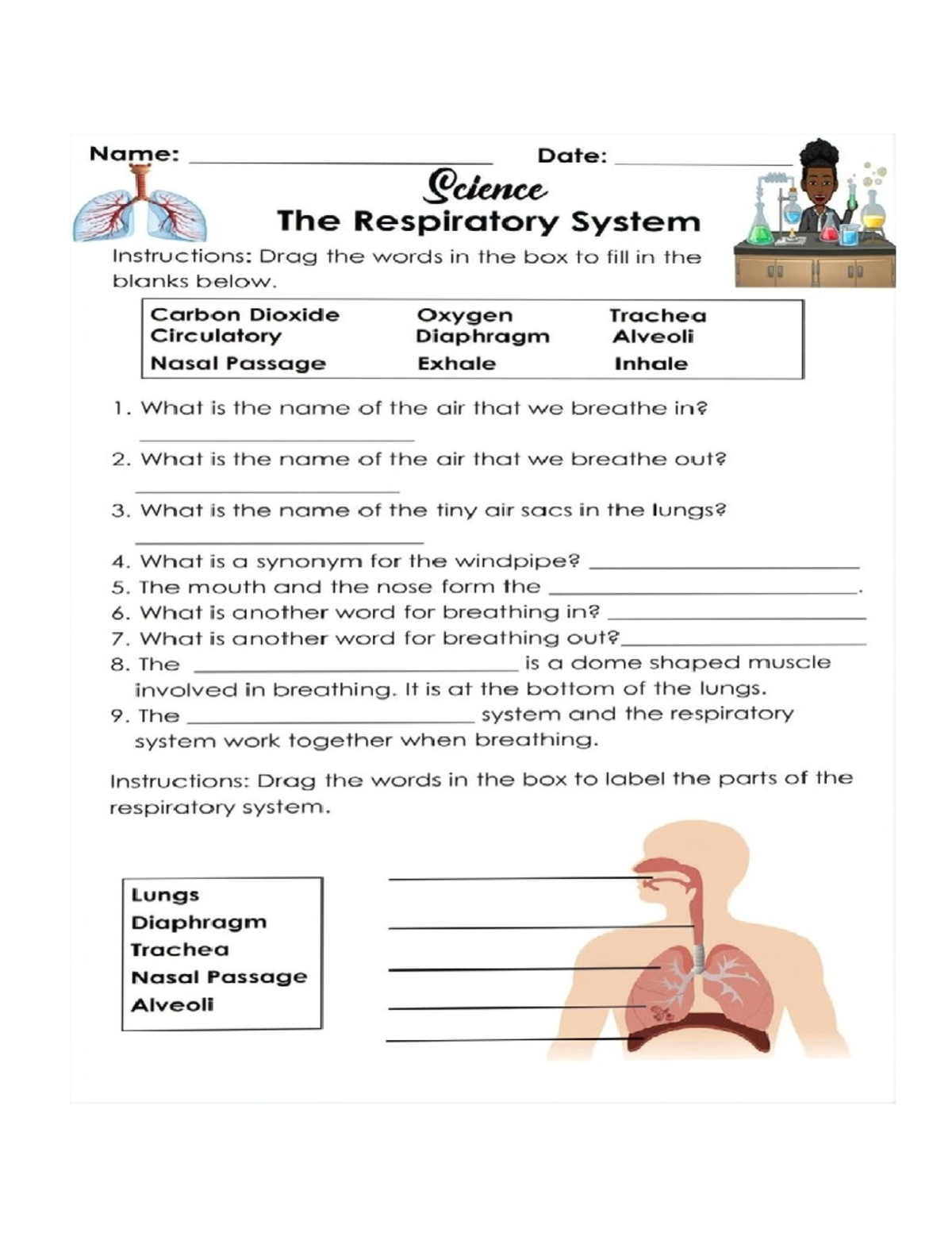 Tyvery Riley - Respiratory system - Name: Date: Science The Respiratory ...