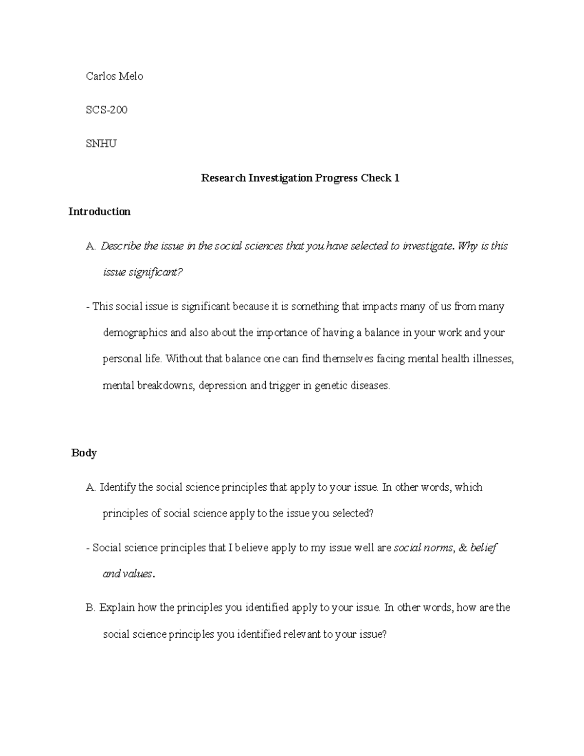 SCS 200 - Applied Science - Research Progress Check One - CYB410 - SNHU ...
