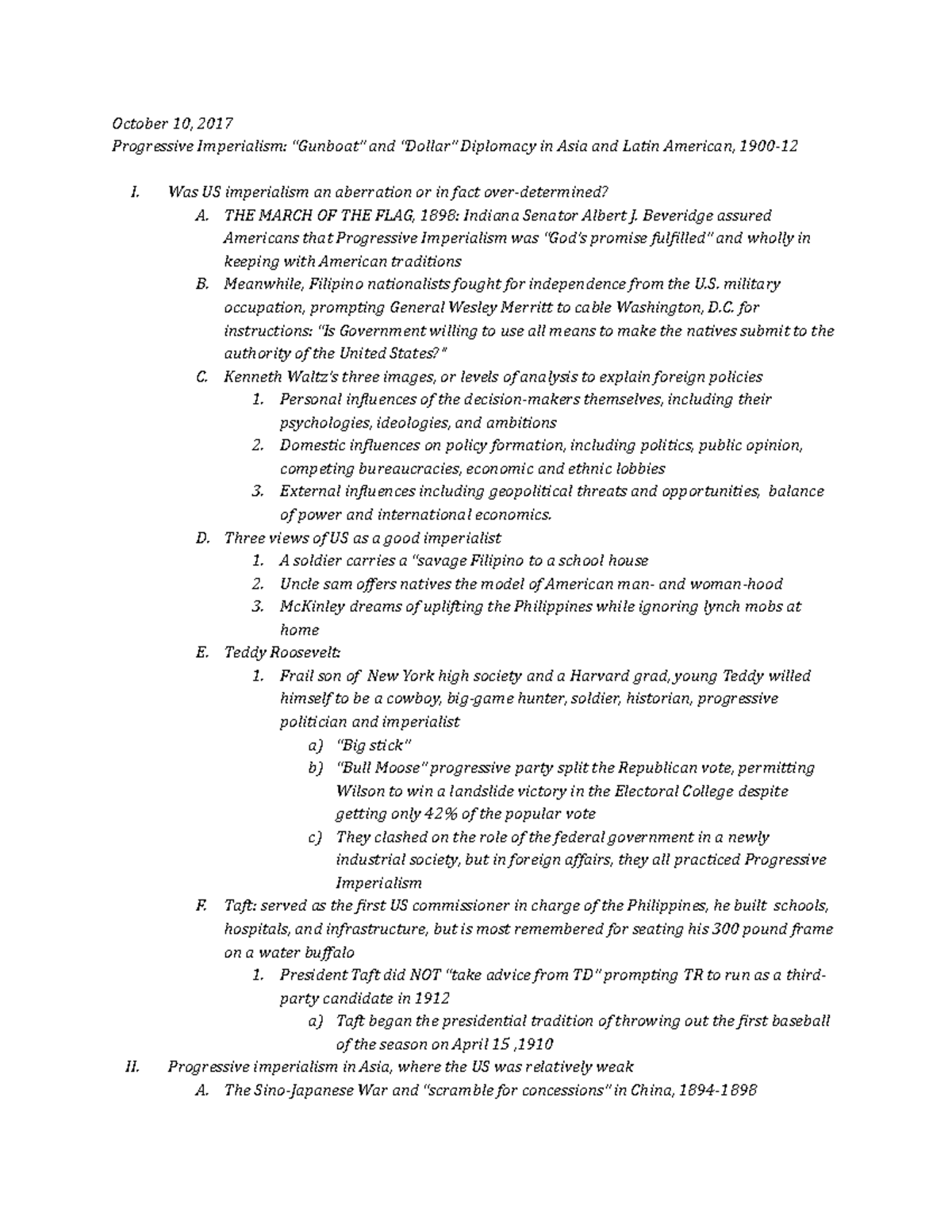 Lecture 10 1900-12 - HIST 331 - American Diplomatic History Since 1776 ...