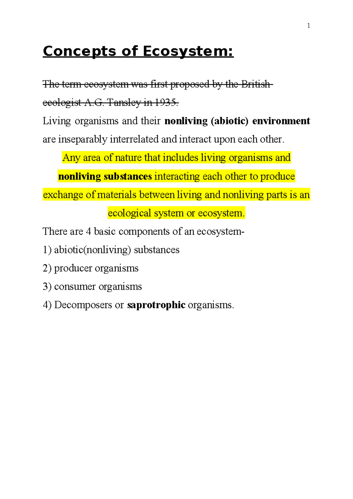 Ecosystem - Concepts of Ecosystem: The term ecosystem was first ...