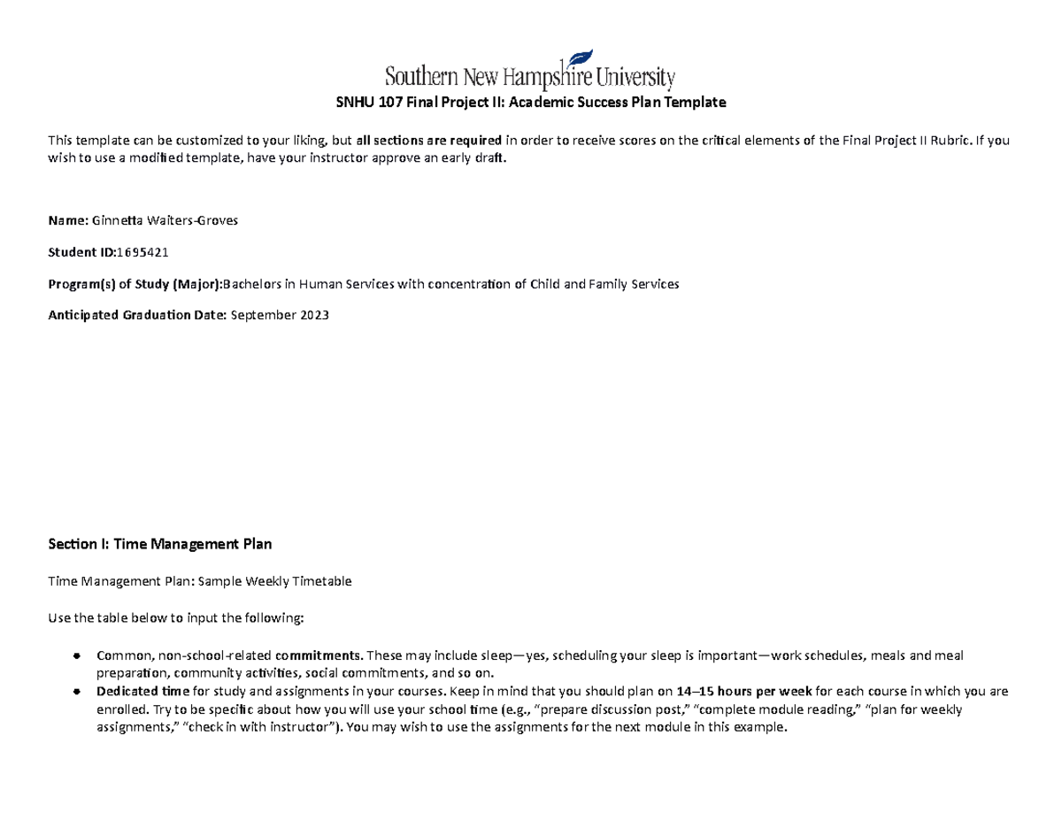 Final Project 2 - module - SNHU 107 Final Project II: Academic Success ...