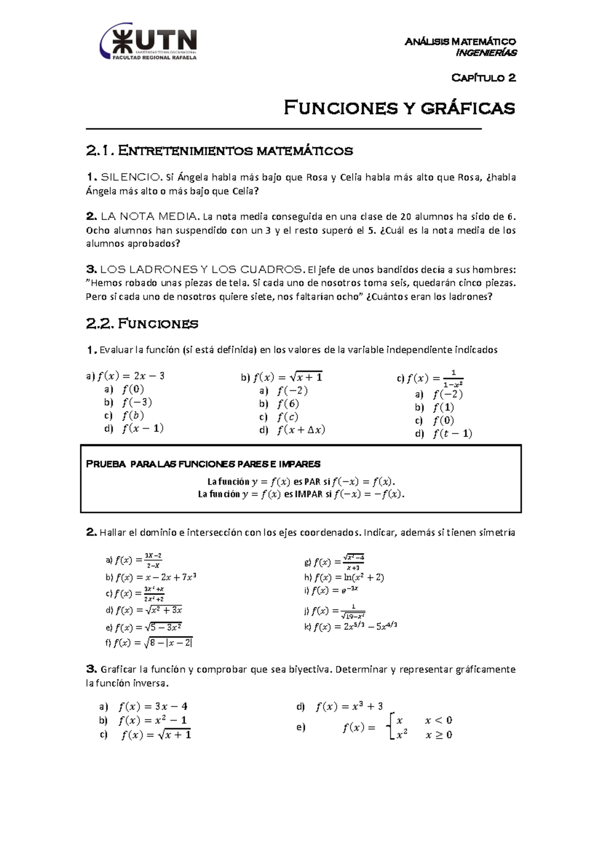 Funciones - Ingenierías Capítulo 2 Funciones y gráficas - Studocu