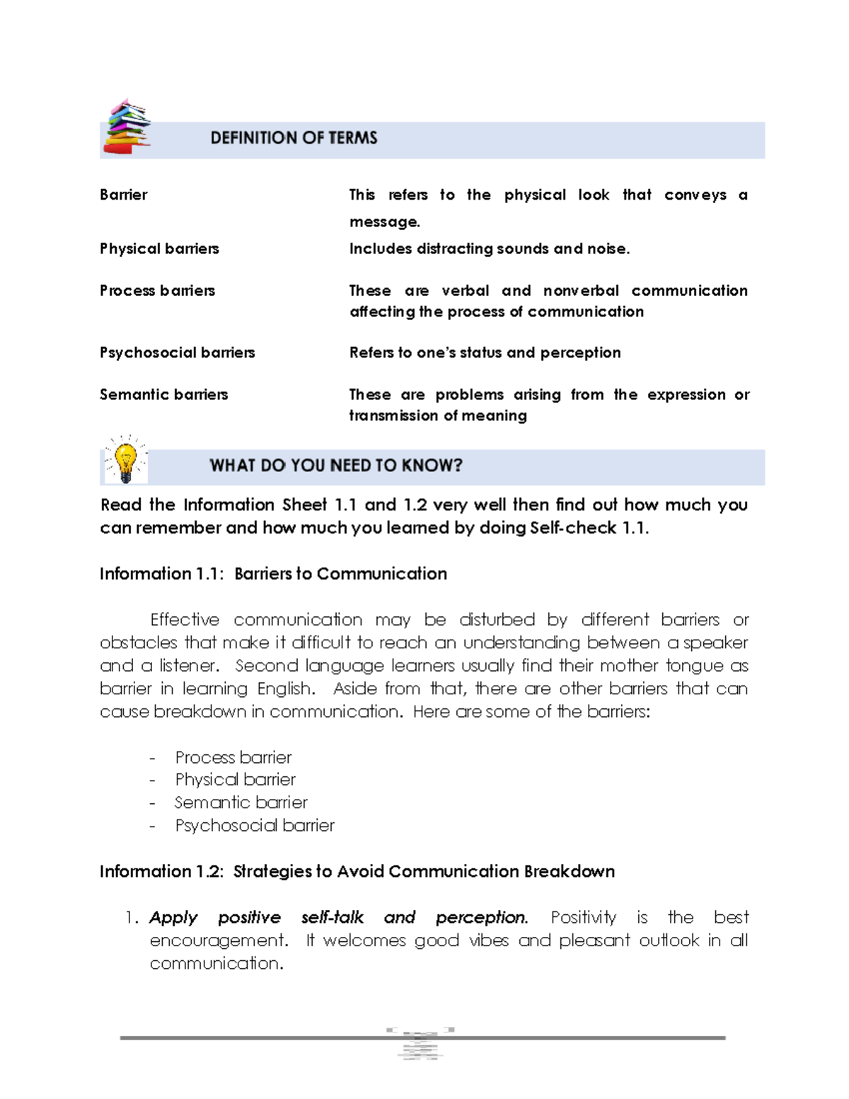 Barriers to Communication - Barrier This refers to the physical look ...
