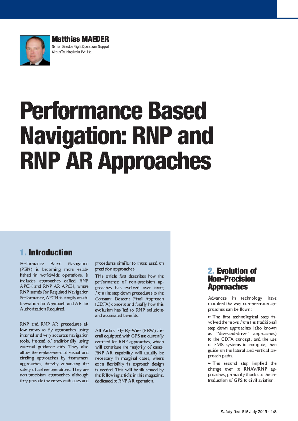 Performance based navigation rnp and rnp ar approaches - Matthias ...