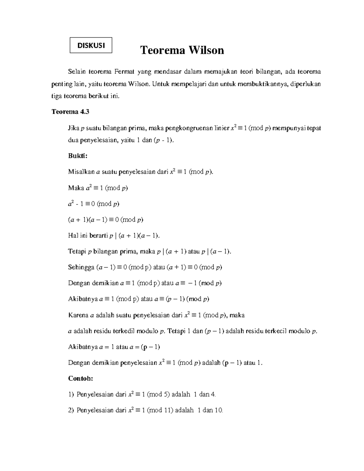 Teorema Wilson - Untuk mempelajari dan untuk membuktikannya, diperlukan ...