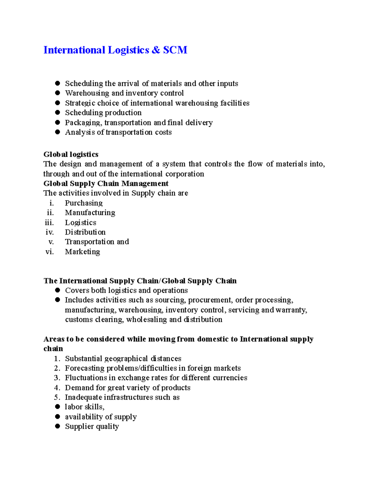 International Logistics& SCM - International Logistics & SCM Scheduling ...