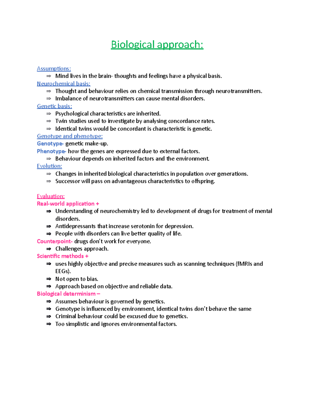 Biological approach - Biological approach: Assumptions: Mind lives in ...