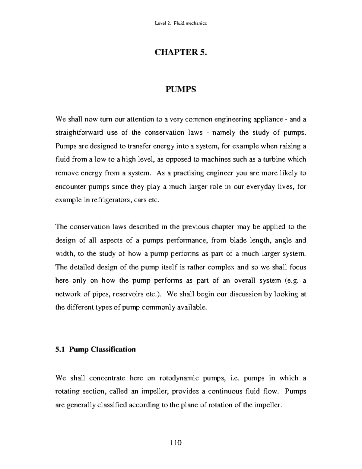 5~Pumps - Lecture notes 3 - Level 2. Fluid mechanics CHAPTER 5. PUMPS ...