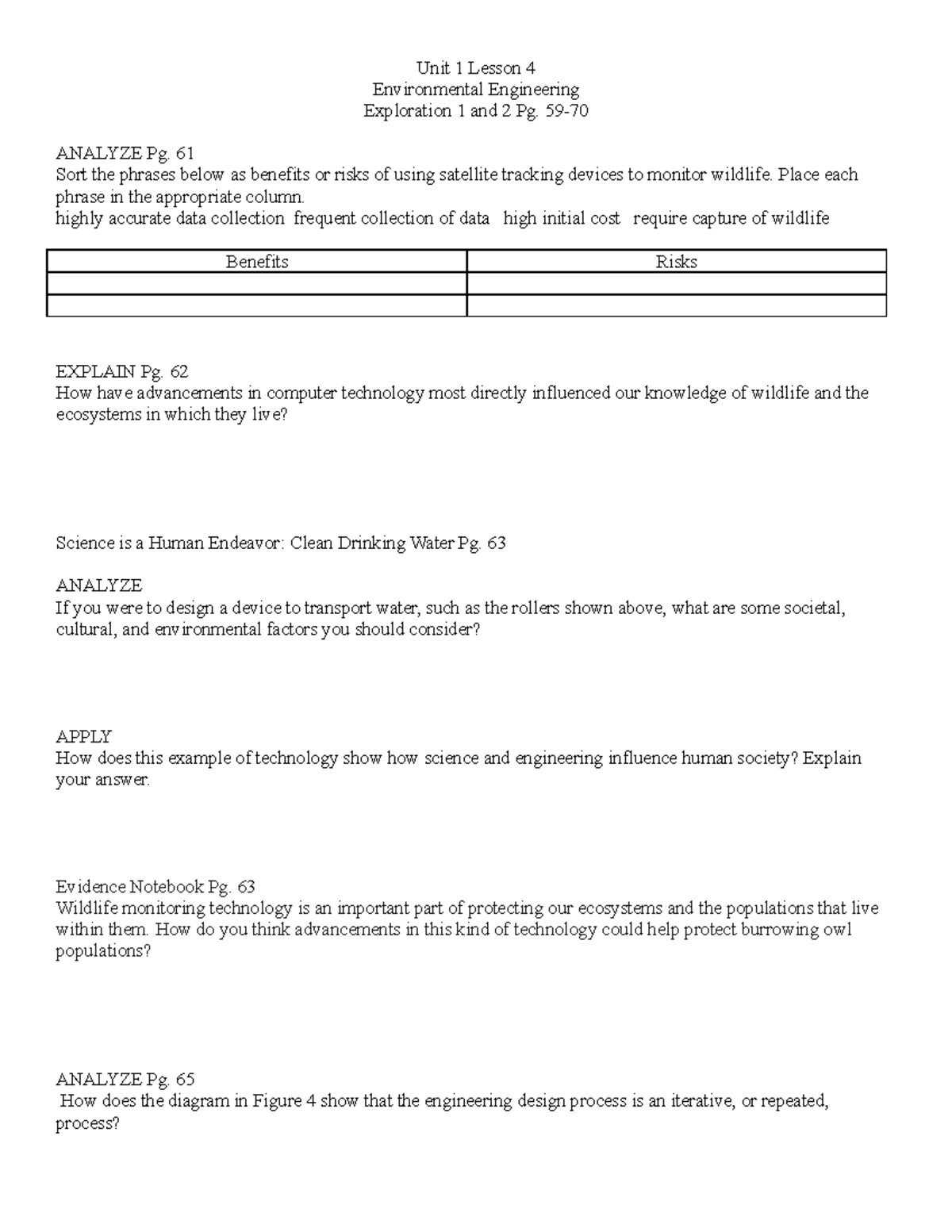 Unit 1 Lesson 4 Environmental Engineering - Unit 1 Lesson 4 ...