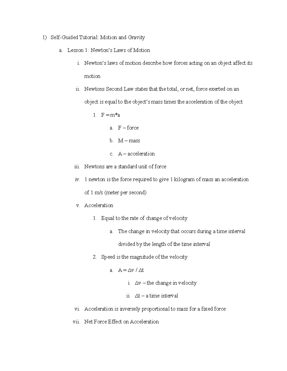AST1110 - Lesson 4 Lab - Topics include: newtons laws of motion and the ...