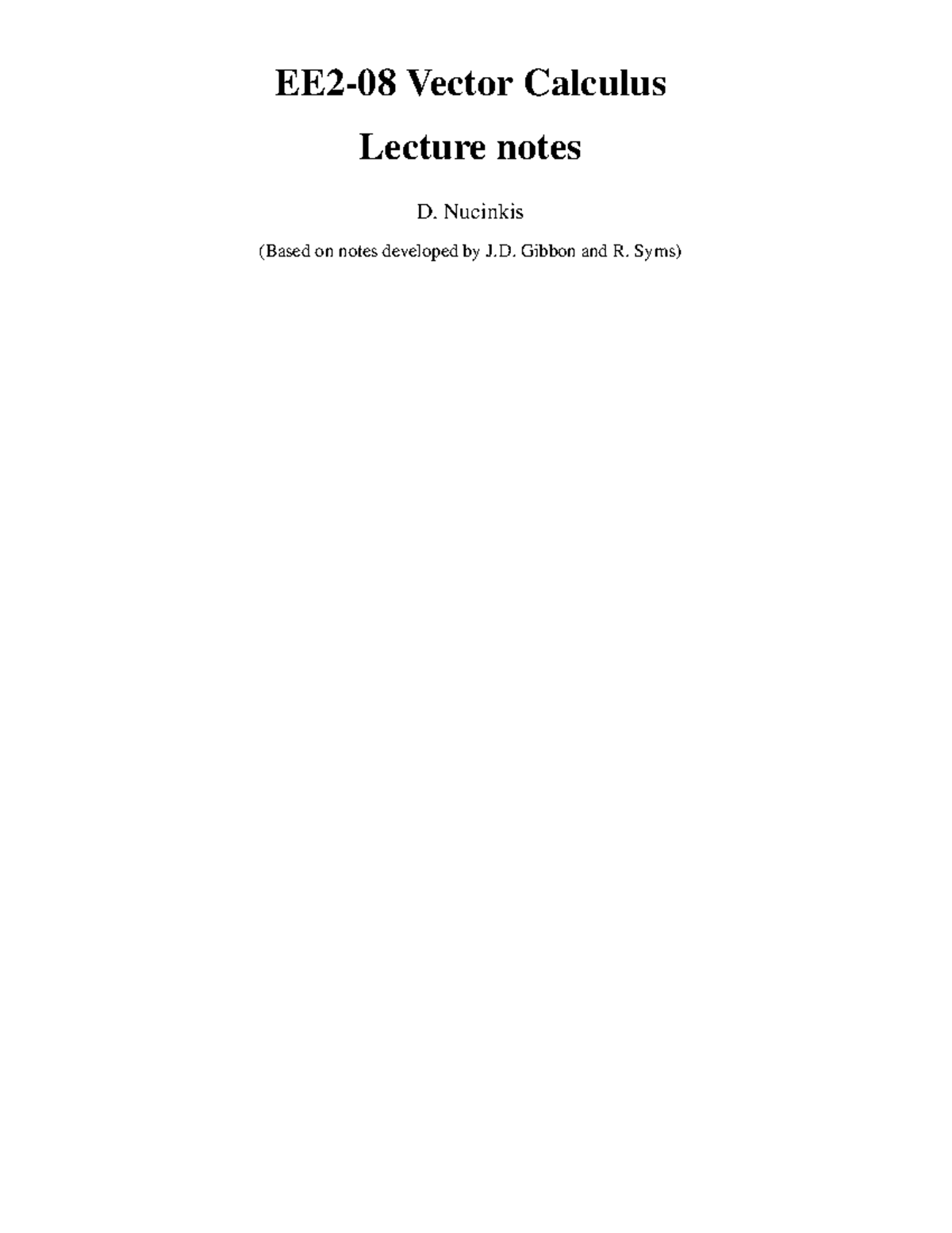 EE2 Match Vector Calculus Lecture Notes with Gaps - EE2-08 Vector ...