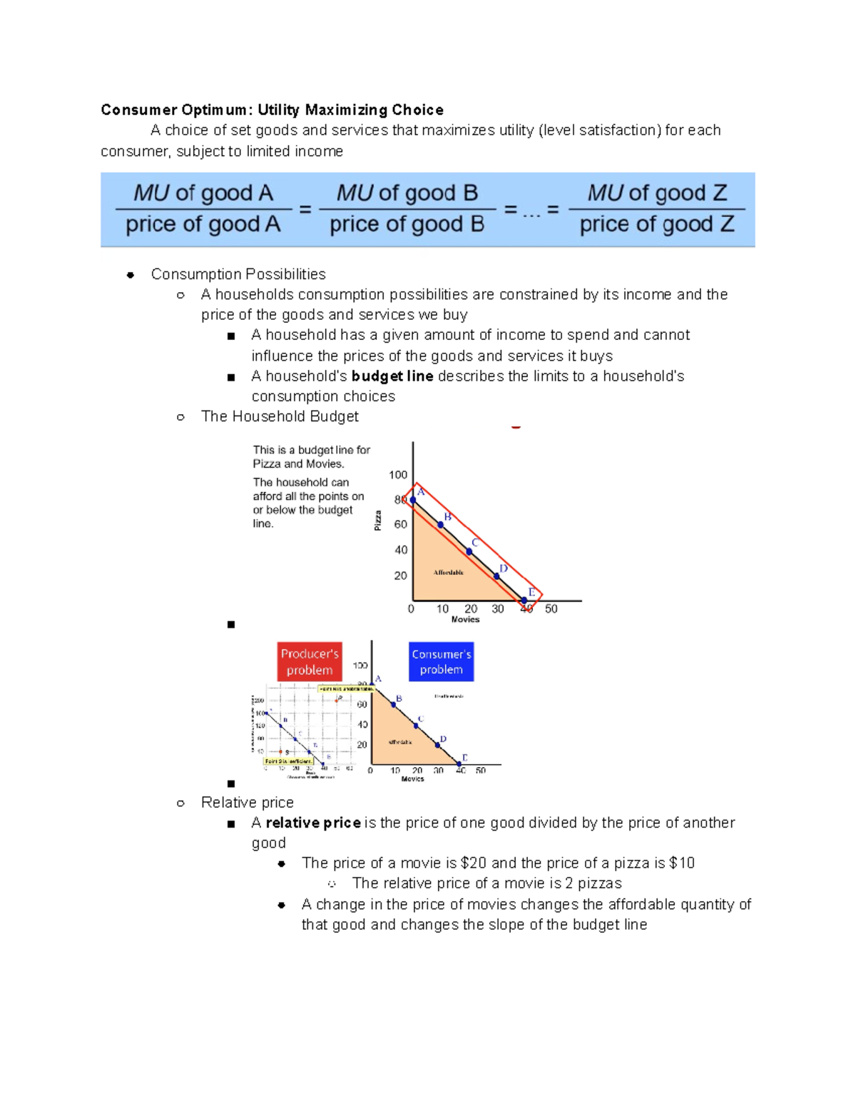Module 8 Consumer Optimum - Consumer Optimum: Utility Maximizing Choice ...