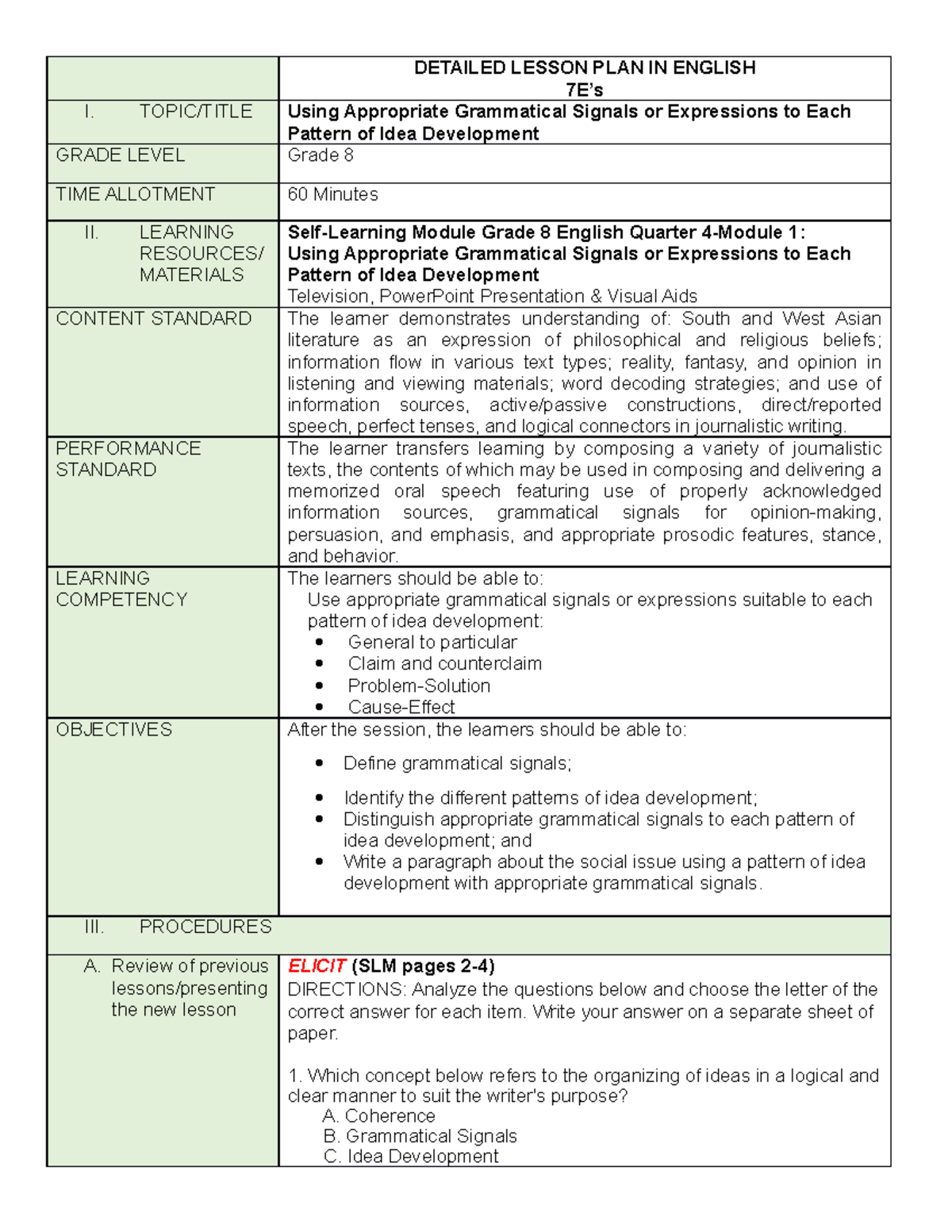 Q4-M1-English 8 - Q4-M1-English 8 Quarter 4 Module ...