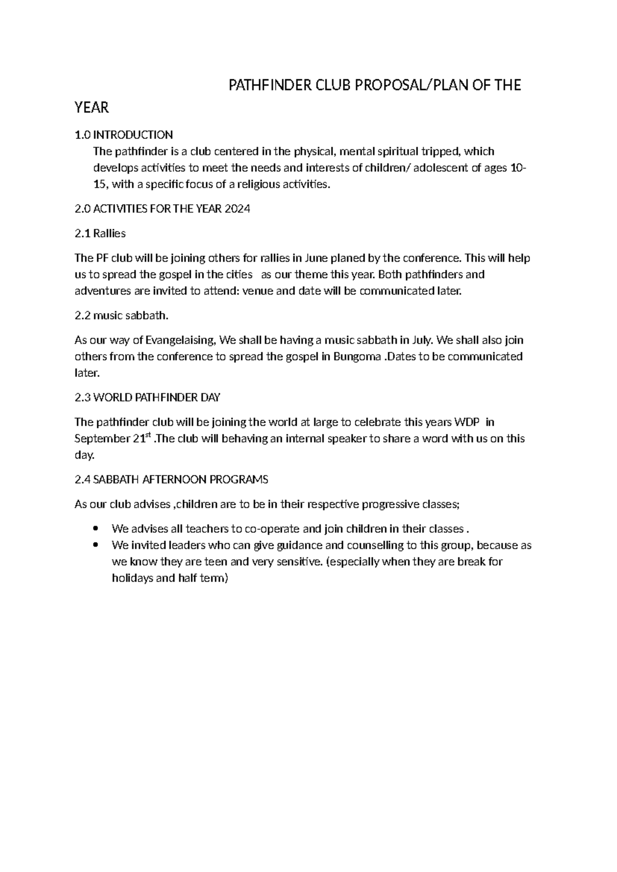 Pathfinder CLUB Proposal DOCC - PATHFINDER CLUB PROPOSAL/PLAN OF THE ...