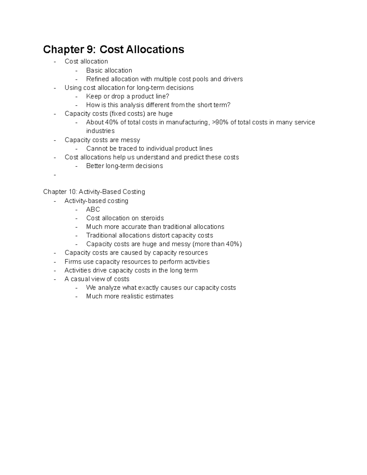 Chapter 9 Cost Allocations - Chapter 9: Cost Allocations Cost ...