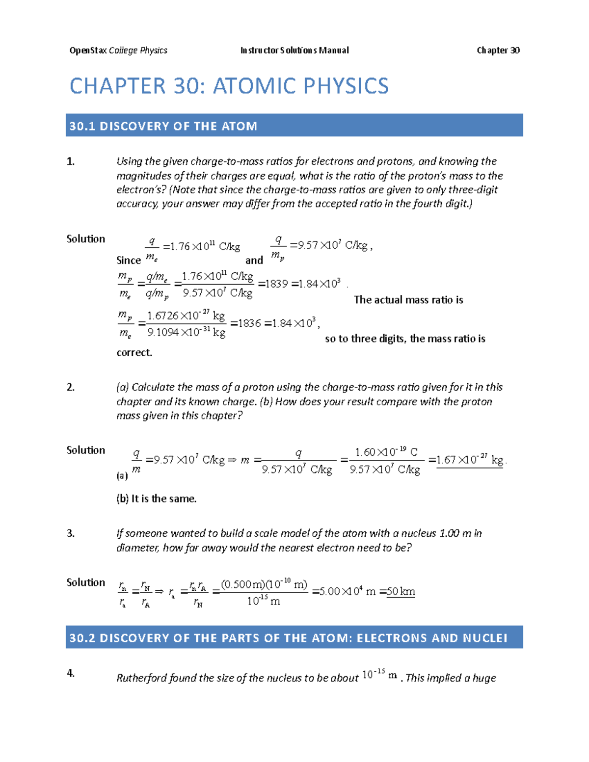 BT VLDC 3 CH30 - Description - CHAPTER 30: ATOMIC PHYSICS 30 DISCOVERY ...
