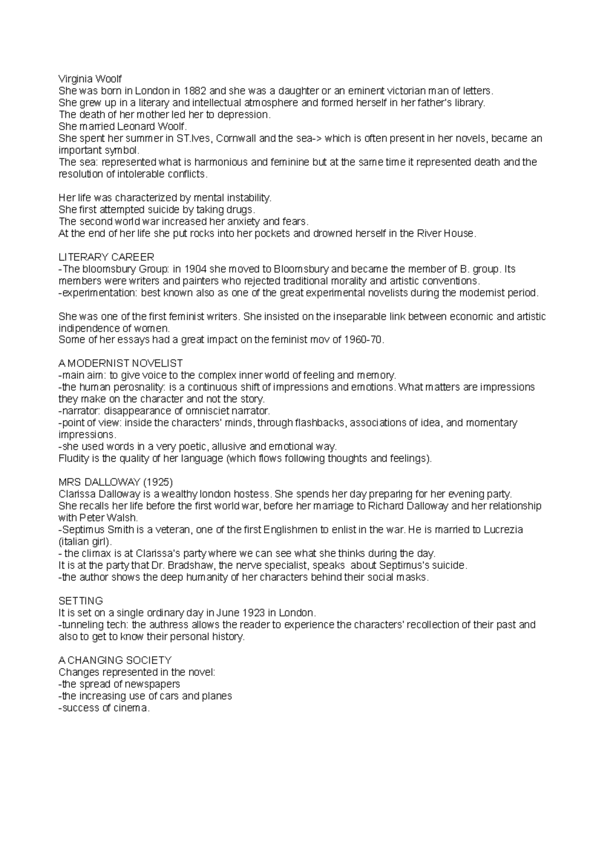 Virginia Woolf - Virginia Woolf She was born in London in 1882 and she ...