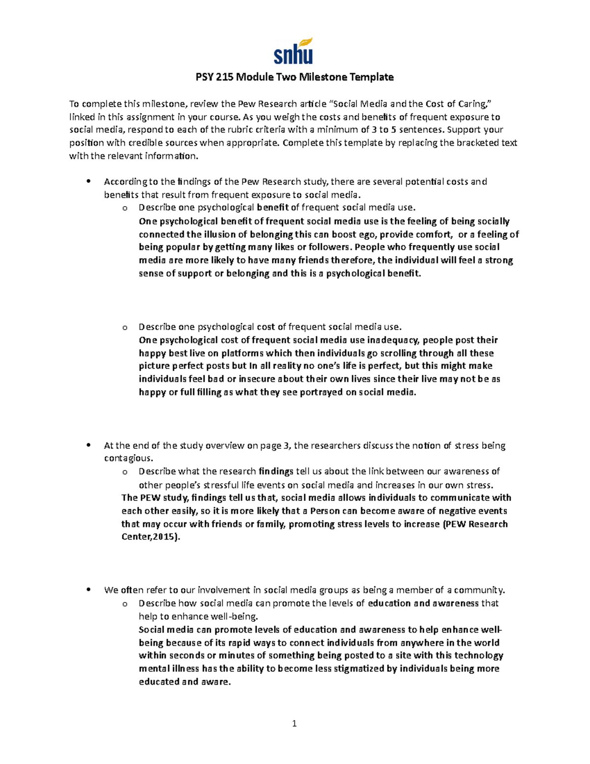 PSY 215 Module Two Milestone Template 3 - PSY 215 Module Two Milestone ...