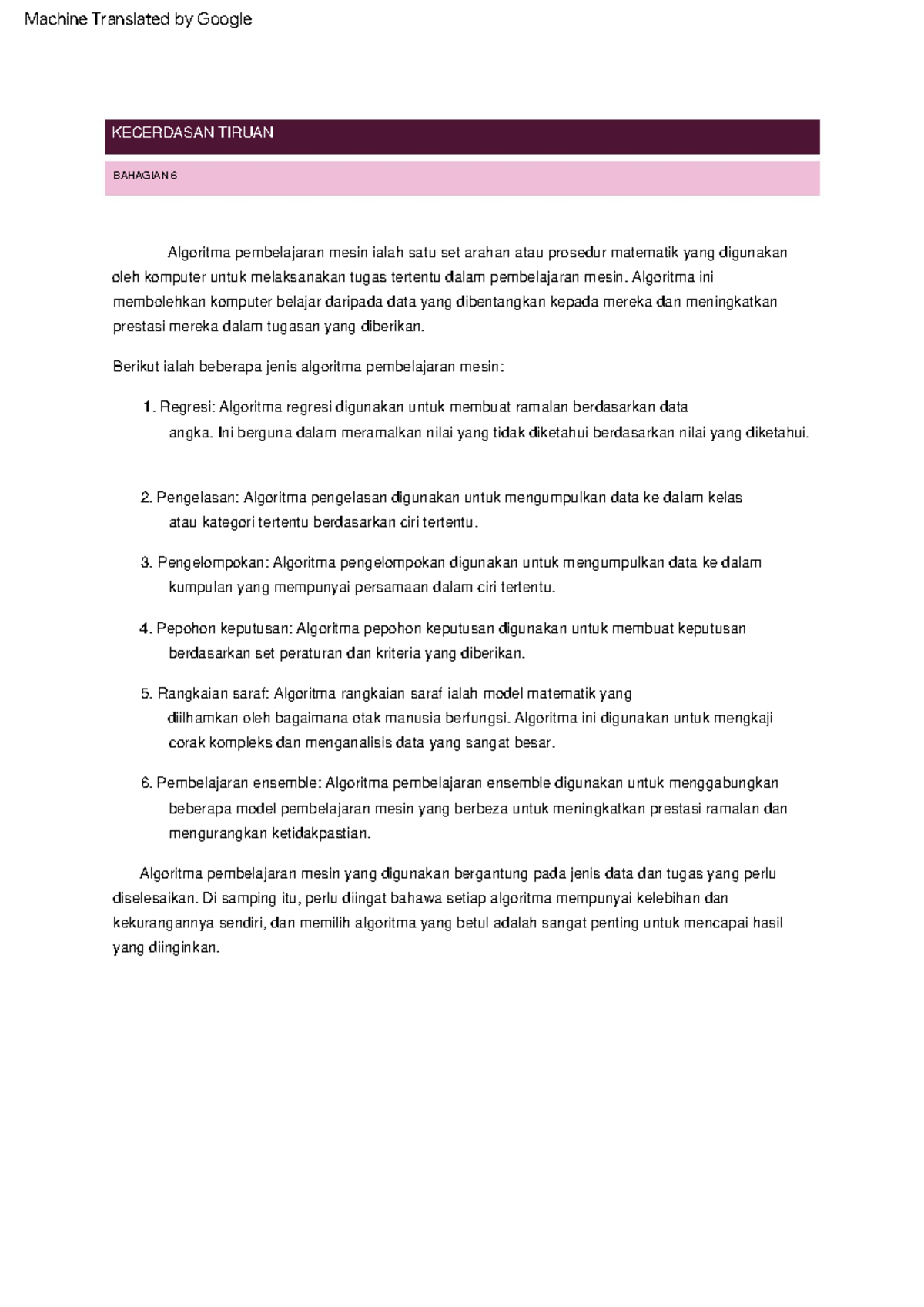 Kecerdasan Buatan Part 6 Algoritma Machine Learning - Berikut ialah ...