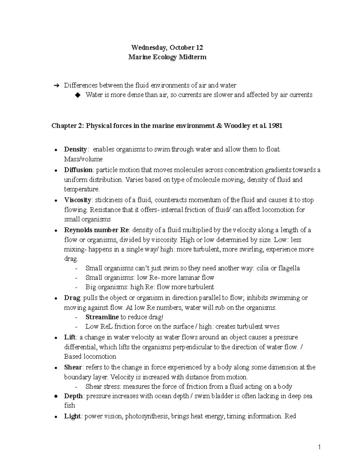 Midterm Marine ecology - Wednesday, October 12 Marine Ecology Midterm ...