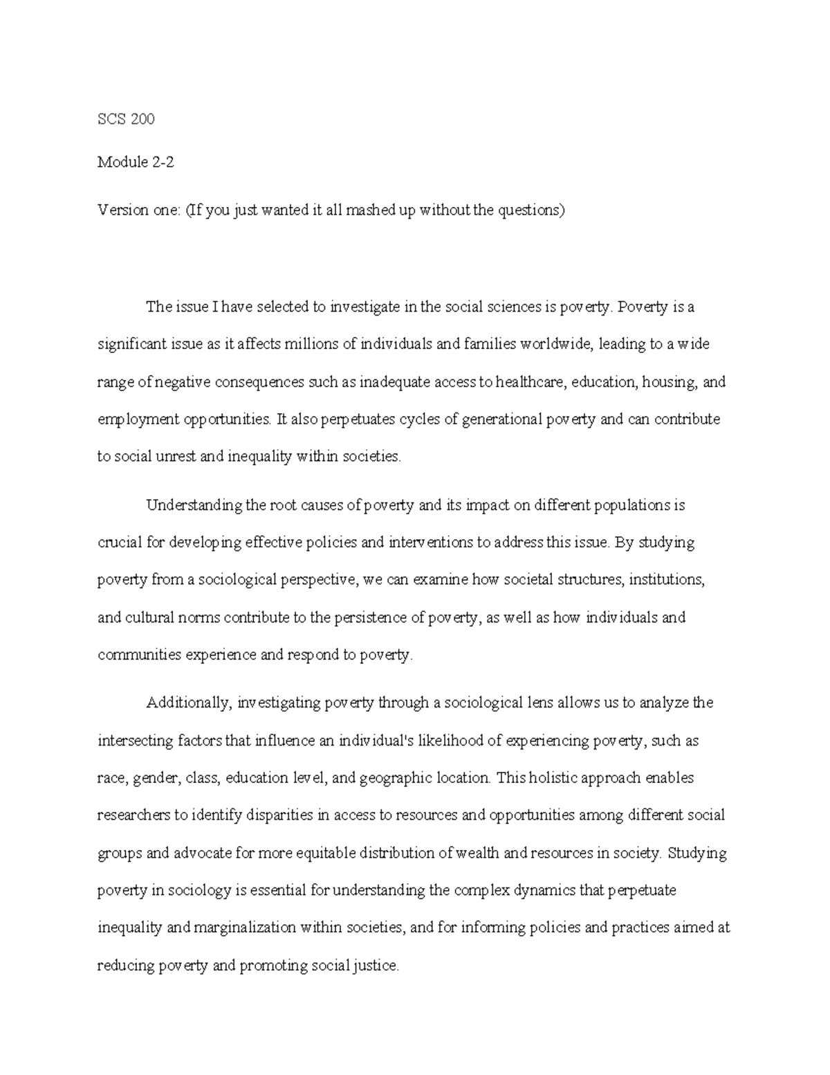 SCS 200 ` Module 2-2 - scs - SCS 200 Module 2- Version one: (If you ...