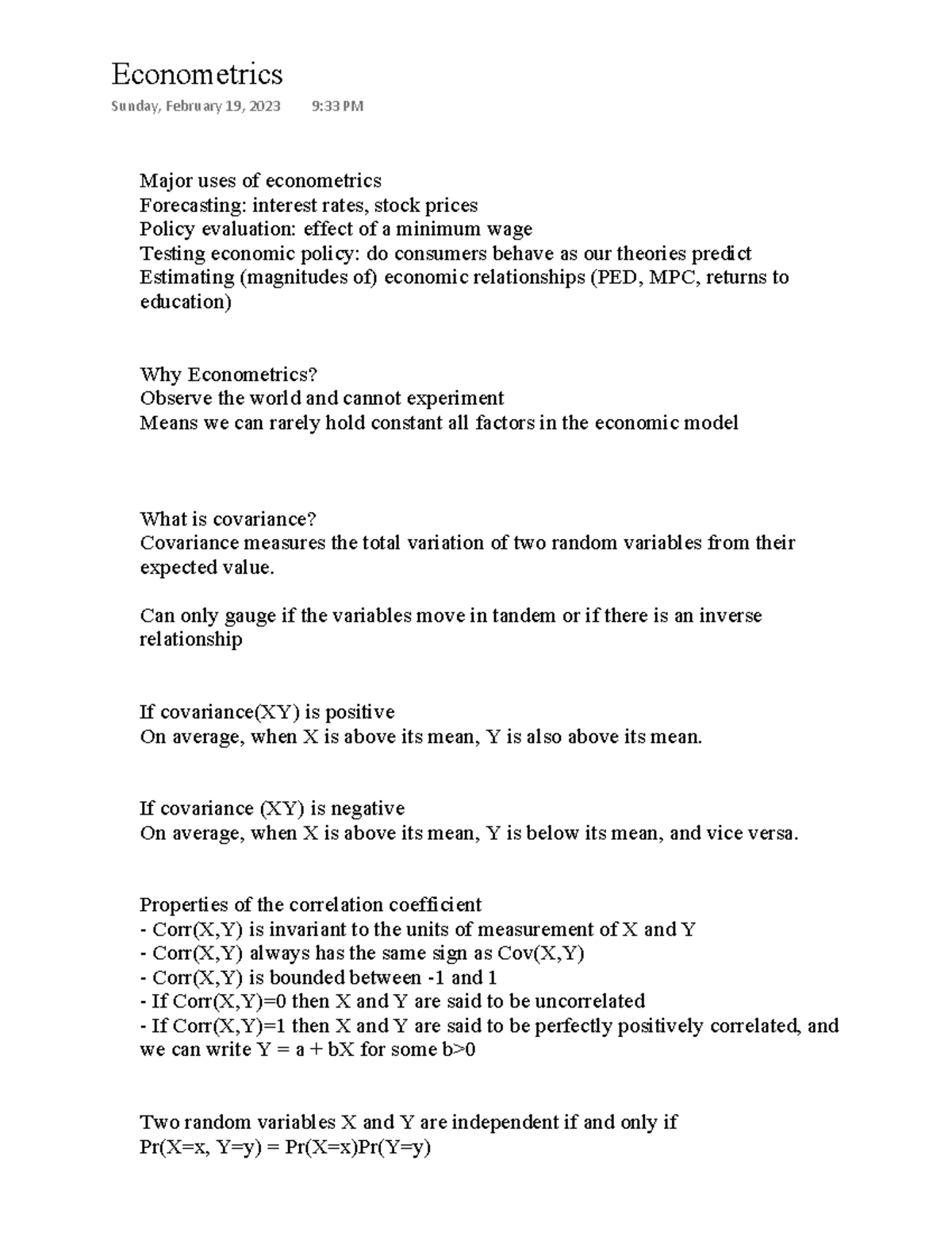 Econometrics 7 - Teacher Denis Nekipelov - Major uses of econometrics Forecasting: interest ...